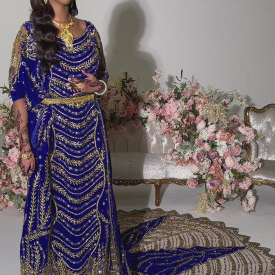 Quetzal Royal Blue Somali Bridal Dirac Set Rm Couture